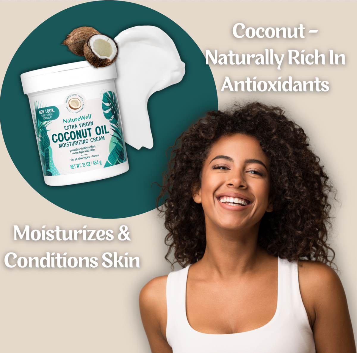 NatureWell Extra Virgin Coconut Oil Moisturizing Cream, 16 oz - Natural ...