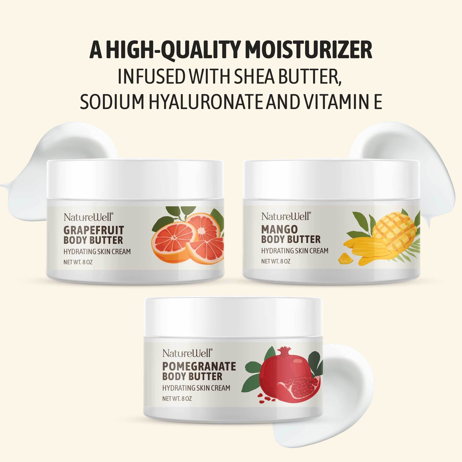 Naturewell deep moisture body butter 8oz | variety pack of 3 mango ...